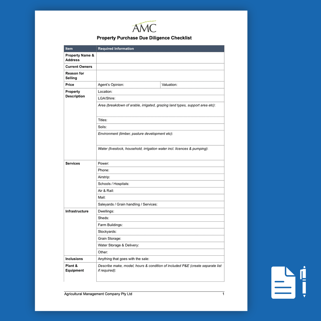 Property Purchase Due Diligence Checklist – AMC
